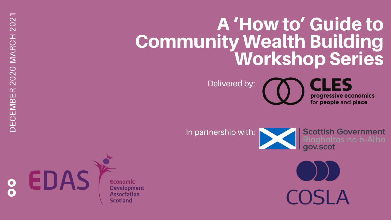 A ‘How to’ Guide to Community Wealth Building Workshop Series: Part 4 ...